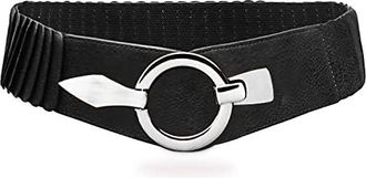 Glamexx24 Ceinture élastique pour Femmes, Vintage Ceinture de 6 cm de Large avec Anneau Argenté, pour Corset Robes Manteaux, Taillenweite 75cm-110cm