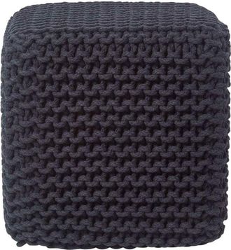 Homescapes Pouf Repose-pieds en tricot Cube Noir - Homescapes