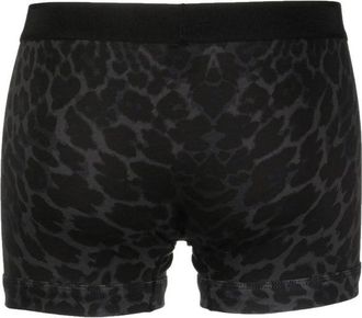Tom Ford Leopard-Print Logo Waistband Boxers - Black