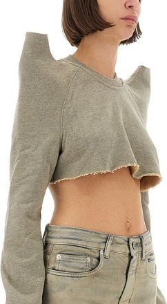Rick Owens Cropped Cotton Sweatshirt - Gray