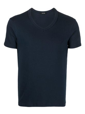 Tom Ford t-shirt à col v - Bleu