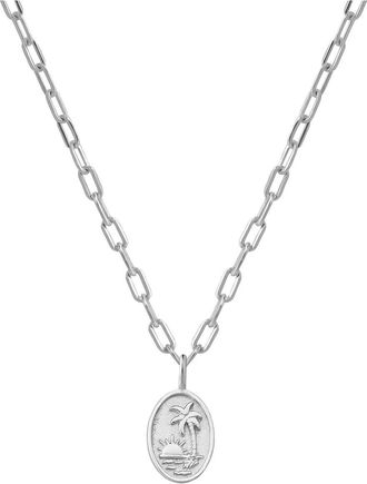 Glanzst&uuml;cke M&uuml;nchen Halskette - Sterling Silber Halskette Sonnenuntergang/Palme - Gr. unisize - in Silber - f&uuml;r Damen