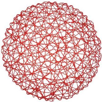 Generic Lot de 3 sets de table ronds en papier tress&eacute; al&eacute;atoire, tapis disolation en papier, sets de table d&eacute;coratifs avec serviettes (rouge, A)