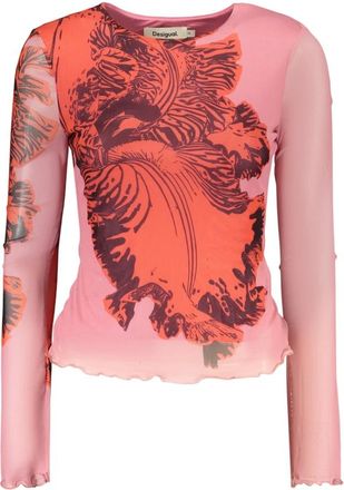 Desigual Femme, Tops, Rose, Taille: 44 FR Orchid Lacroix Long-Sleeved T-Shirt