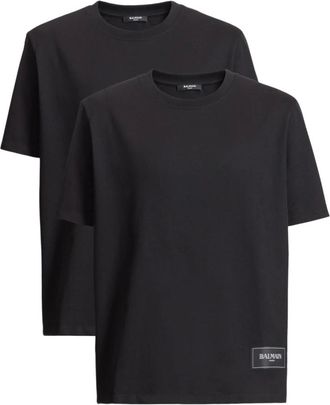 Balmain Homme, Tops, Noir, Taille: 2XS Pack de 2 T-shirts Vintage
