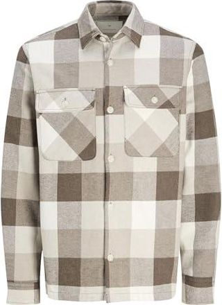 Jack & Jones Jprraymond Melange Check Ls Overshirt Sn Chemise &agrave; Manches Longues, Noyer/Coupe : Confortable, S Hommes