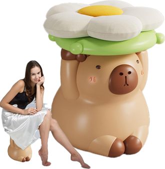 Generic Capybara Hocker - Tierdesign-Hocker, Sofa, Hocker, Stuhl | Niedlicher Wickelstuhl Capybara mit Kissen, tragbare multifunktionale Fu&szlig;st&uuml;tze f&uuml;r Schlafz
