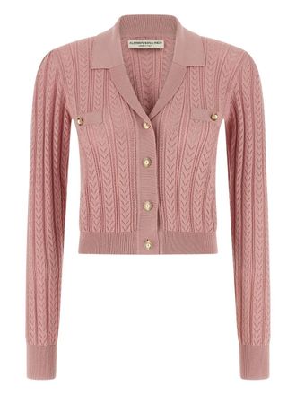 Alessandra Rich cardigan en maille torsadée - Rose