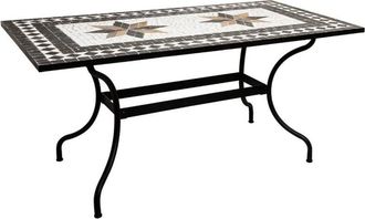 PEGANE Pegane - Table de repas en mosaique coloris noir - l. 160 x l. 90 x h. 75 cm