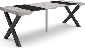 Skraut Home | Ausziehbarertisch | Multifunktionaler ausziehbarer | 220 | Für 10 Gäste | Massivholz Beine | Moderner Stil | Zement