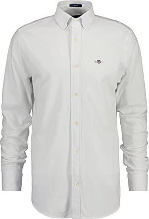 GANT REG Shirt Chemise Regular Fit en Jersey De Coton Piqué, White, L Homme