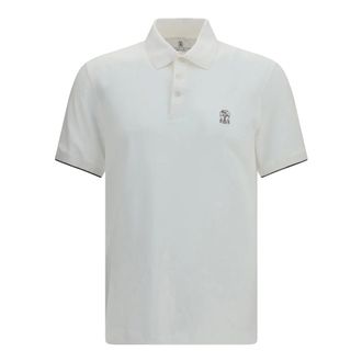 Brunello Cucinelli Polo en coton piqu&eacute; - Homme - Tops - Blanc - Taille: L
