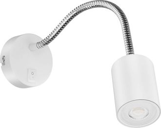 LEDs Com Leselampe WAIKA mit Schwanenhals und Schalter weiß matt, inkl. 468lm LED GU10 Lampe, warm-weiß