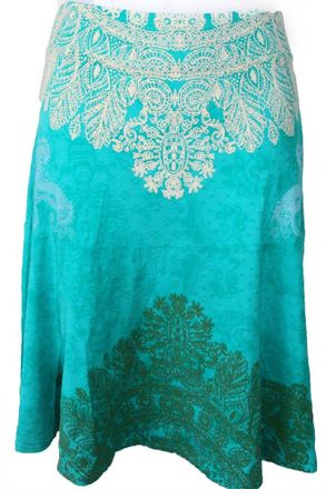 Desigual Damen A-Linie Rock BRIGITTE, Mini, Paisley, Gr&uuml;n (Quenny 4099), Gr. 36 (Herstellergr&ouml;&szlig;e:DE:S/FR:M)