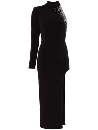 Nissa robe longue &agrave; design asym&eacute;trique - Noir
