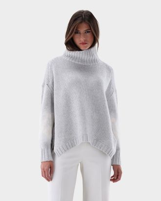 van Laack Rollkragenpullover oversized mit Muster an &Auml;rmeln