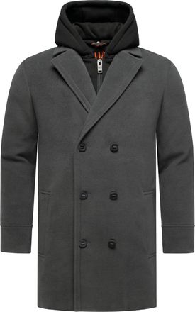 Stone Harbor Herren Mantel in Wollmantel-Optik langer Trenchcoat mit herausnehmbaren Inlayer Darioon XX Anthracite Gr. M