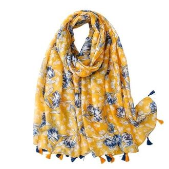 Generic &Eacute;charpe ch&acirc;le en viscose florale 180 cm pour hijab musulman, grande taille, bandeau tendance pour femme, quatre saisons, Couleur 3, taille unique