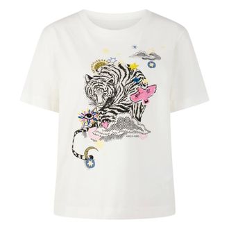 Marc Cain Femme, Tops, Blanc, Taille: 42 FR T-Shirt mit Applikationen