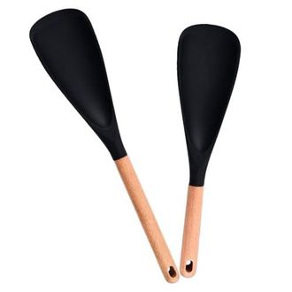 Generic Cuisson cuill&egrave;res pour casseroles antiadh&eacute;sives, pays de riz | 2x cuill&egrave;re de cuisson en silicone manche en bois | Accessoires de casseroles, ustensil