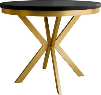 Mirjan24 Ausziehbarer Esstisch Ewagio 120, Runder Esszimmertisch für 2-4 Personen, Beine aus Stah, Praktischer Tisch für Küche, Geeignet für Wohnzimmer (Schwar