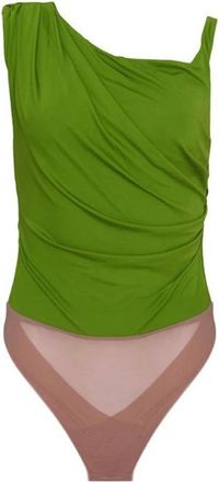 Elisabetta Franchi Femme, Tops, Vert, Taille: 40 FR Body en jersey avec d&eacute;tail de bijou &agrave; l&eacute;paule