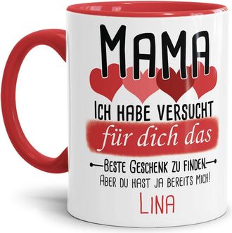 Tassendruck Geschenk Tasse mit Spruch PERSONALISIERT - Bestes Geschenk f&uuml;r Mama von Kind - Kaffee-Tasse/Geschenkidee Geburtstag Muttertag/Muttertagsgeschenk - Inn