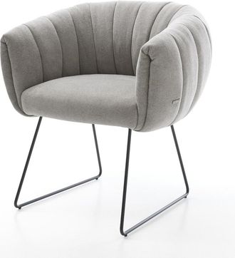 DELIFE Esszimmerstuhl Jada-Flex Strukturstoff Soft Grau Kufengestell Schwarz Taschenfederkern, Esszimmerst&uuml;hle