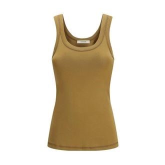 Christophe Lemaire Femme, Tops, Brun, Taille: 40 FR D&eacute;bardeur C&ocirc;tel&eacute; en Coton