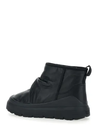 UGG Leather Ruffle Detail Ankle Boot - Black