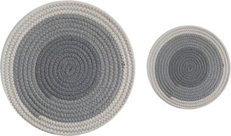 DOITOOL Baumwollseil Tischset Rund W&auml;rmed&auml;mmende Und Saugf&auml;hige Untersetzer F&uuml;r K&uuml;che Esszimmer Hitze Und Kratzschutz 2 St&uuml;ck (18cm 30cm Grau Wei&szlig;