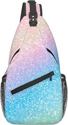 Generic Sacoche Homme Bandouliere Paillettes Rainbow Durable Sac De Poitrine Polyester Sac &agrave; Poitrine pour Cyclisme Randonn&eacute;e Voyage
