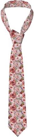 Generic Cravate Homme Roses Roses, Feuilles Vertes, Rouge Fine Tie Tendance Cravates Homme Pour Remise De Dipl&ocirc;me Accessoires &Eacute;v&eacute;nements