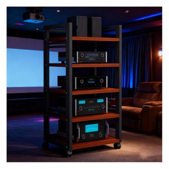 Generic HiFi-Schrank, Multimedia-AV-Schrank mit Rollen, 5-stufiges Audio-Video-Regal, Holzschrank, Stereo-St&auml;nder, Druckerschrank, for Wohnzimmer, Spielzimmer