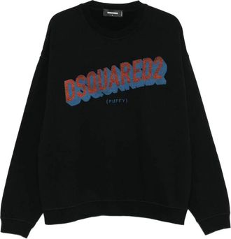Dsquared2 Homme, Sweatshirts et sweats &agrave; capuche, Noir, Taille: 2XL Crew Neck Graphic Sweater