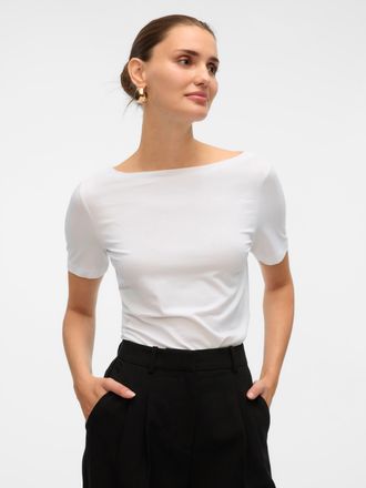 Vero Moda Kurzarmshirt VERO MODA VMPANDA MODAL S/S TOP NOOS, Damen, Gr. XXL, wei&szlig; (hellwei&szlig;), Jersey, Obermaterial: 48% Baumwolle, 48% Modal (TENCEL), 4% Elasth