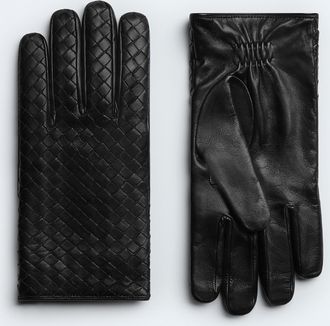 Bottega Veneta Gants en cuir Intrecciato - Noir - Homme - 8.5