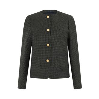 Brooks Brothers Veste Pied-de-poule en laine avec boutons dor&eacute;s - Femme - Vestes - Vert - Taille: 42 FR