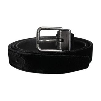 Dolce & Gabbana Lederg&uuml;rtel mit silberner Schnalle - - Accessories - Herren - Schwarzk - ONE SIZE