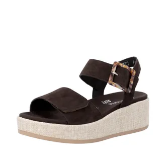 Remonte Plateausandaletten REMONTE, Damen, Gr. 39, dunkelbraun, Ziegenveloursleder, unifarben, Schuhe, Sommerschuh, Sandale mit praktischen Klettverschl&uuml;ssen