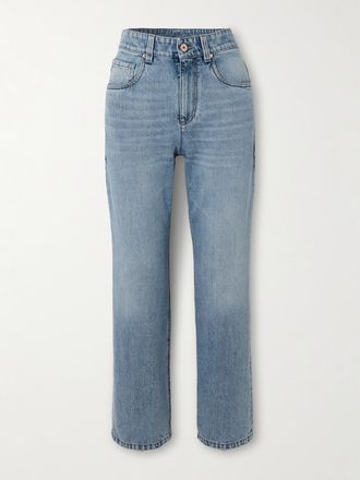 Brunello Cucinelli Jean Droit Taille Haute - Bleu