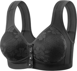 Generic Soutien-gorge de compression respirant avec bonnet fixe sur le devant pour femme, Noir, 70