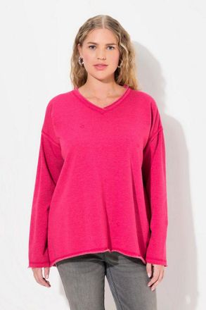 Ulla Popken Sweatshirt Sweatshirt Flocksterne Oversized V-Ausschnitt