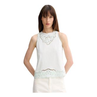 Twinset Top mit eingearbeiteten Stickereien - - Tops - Damen - Gr&uuml;n - XS
