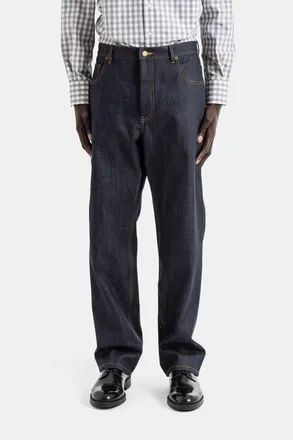 Thom Browne Mens Japanese Raw Indigo Selvedge Denim Straight Cut Button Fly Jeans Blue