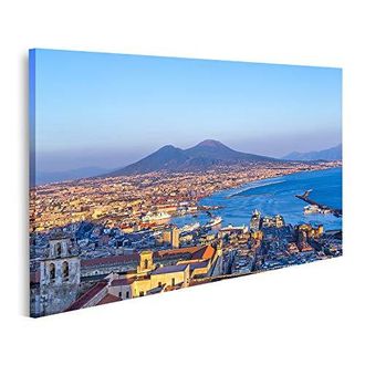 Islandburner Tableau sur Toile Napoli Naples V&eacute;suve en arri&egrave;re-Plan Coucher de Soleil Jour d&eacute;t&eacute; Italie Campani Cadre Affiche Poster Murale Tableaux