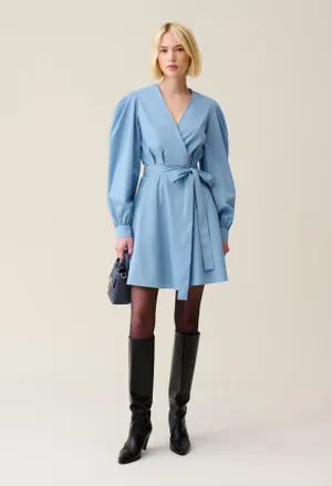 Claudie Pierlot Robe courte manches ballons bleu