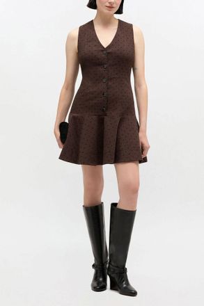 Ganni Kariertes Kleid aus beflocktem Anzugstoff - Gr&ouml;&szlig;e 34 braun