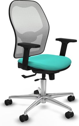 Piqueras y Crespo B&uuml;rostuhl mit 2D-Armlehnen, ausgestattet mit Syncro/Traslack und Schaumstoff, Rollen 65 mm, Nylon, Wei&szlig;/T&uuml;rkis