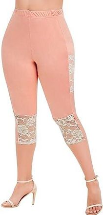 Generic Legging de sport pour femme - Taille patchwork - Taille &eacute;lastique - Style d&eacute;contract&eacute; - 2026, rose, 5XL